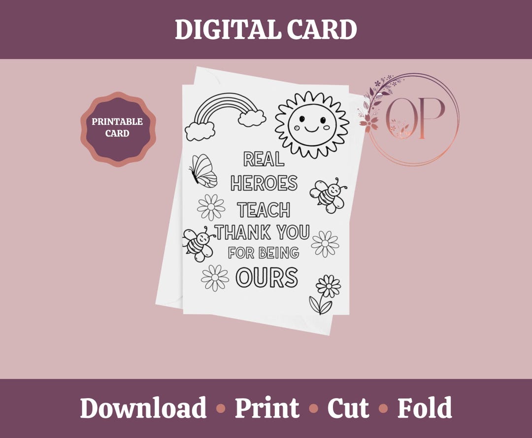 Printable Teacher Appreciation Coloring Card for Preschool Kindergarten ...