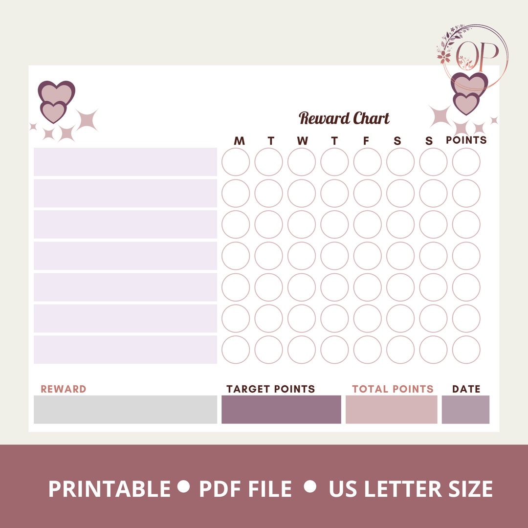 Printable Reward Chart for Kids Editable Hearts and Stars - Etsy
