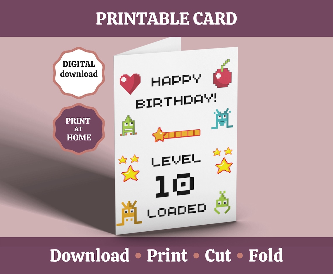10th Birthday Card Printable, 10 Year Old Boy Card, Age Card, Ten Card ...