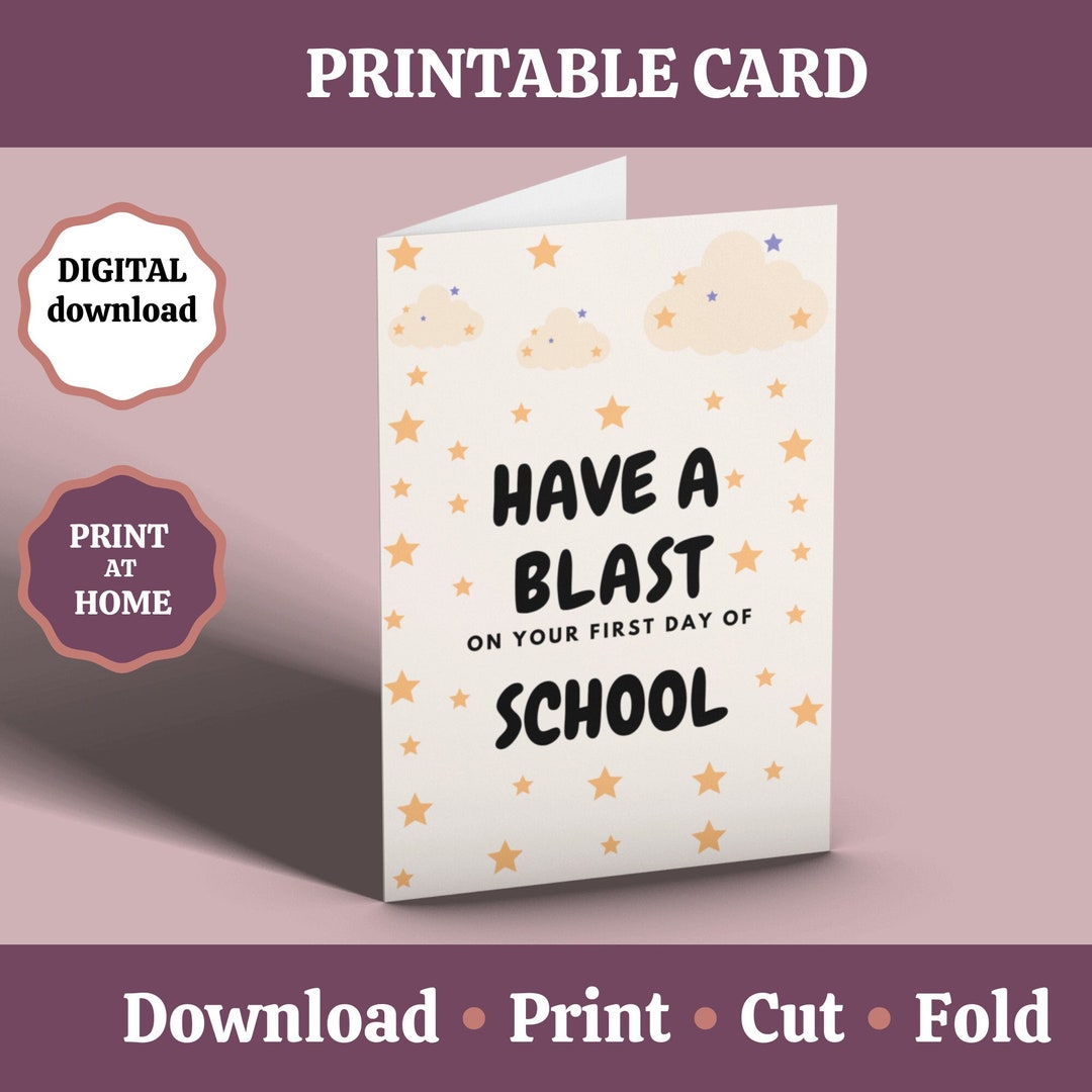 First Day of School Card Printable, Back to School, New School Card ...