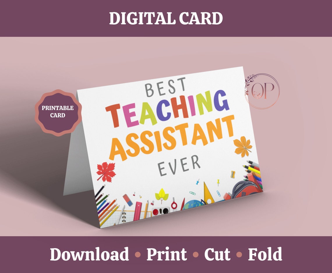 Teaching Assistant Thank You Card Printable, Teachers Card ...