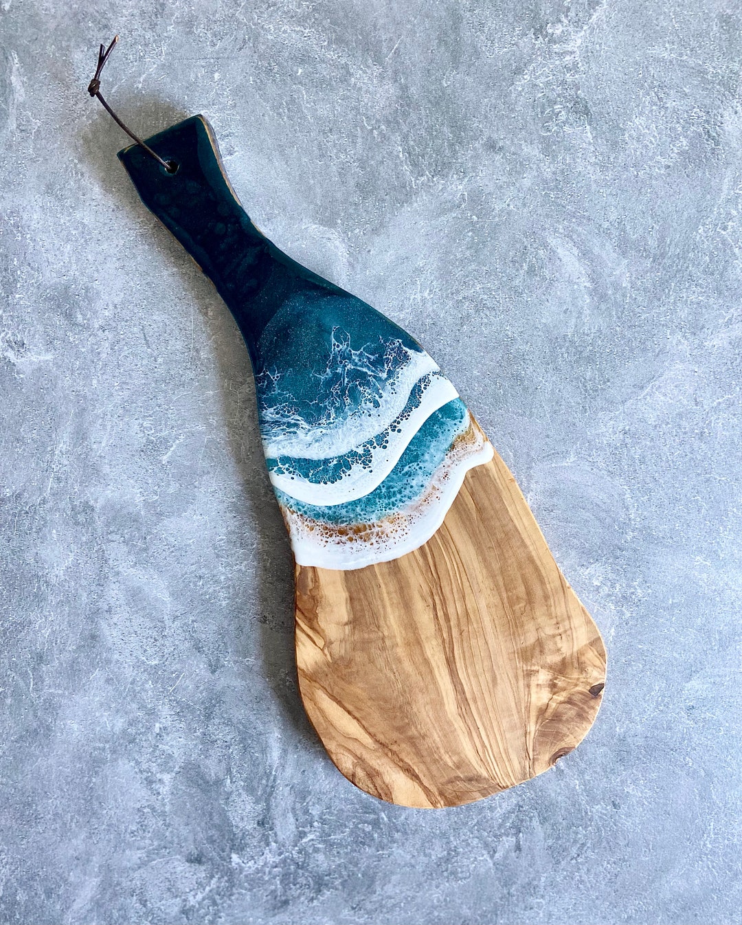 Ocean Art Cheese Board Made of Olive Wood. Resin Ocean - Etsy