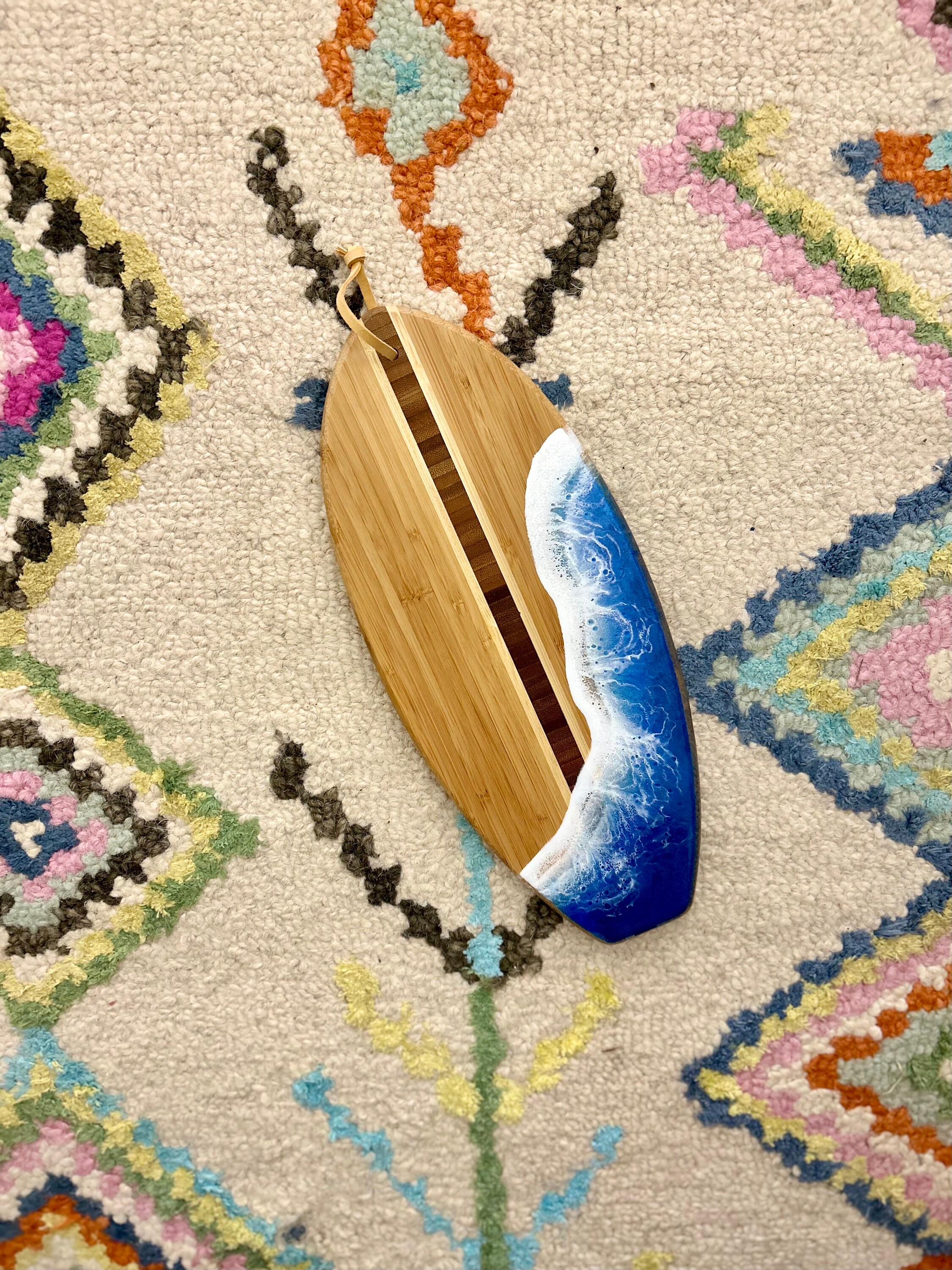 Handcrafted Bamboo Surfboard Ocean Art Serving Board or Wall Art Unique ...