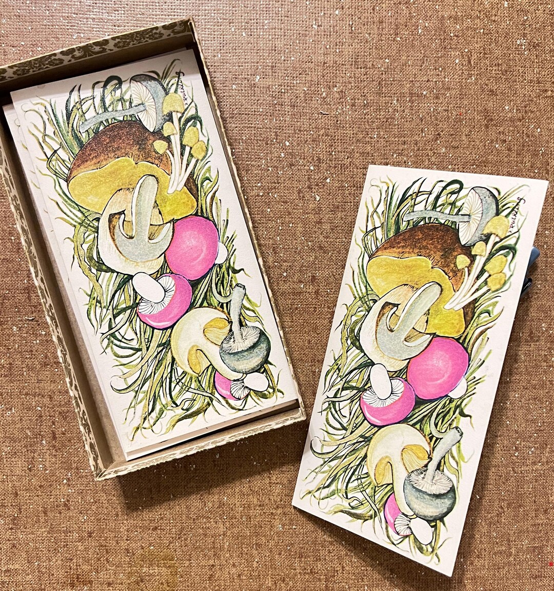 6 Blank Vintage Mushroom Cards With Original Box - Etsy