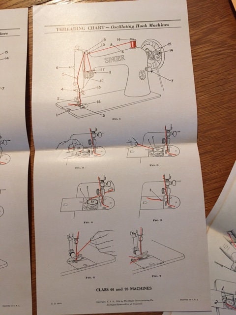 Vintage Singer Sewing Machine Threading and Test Charts - Etsy