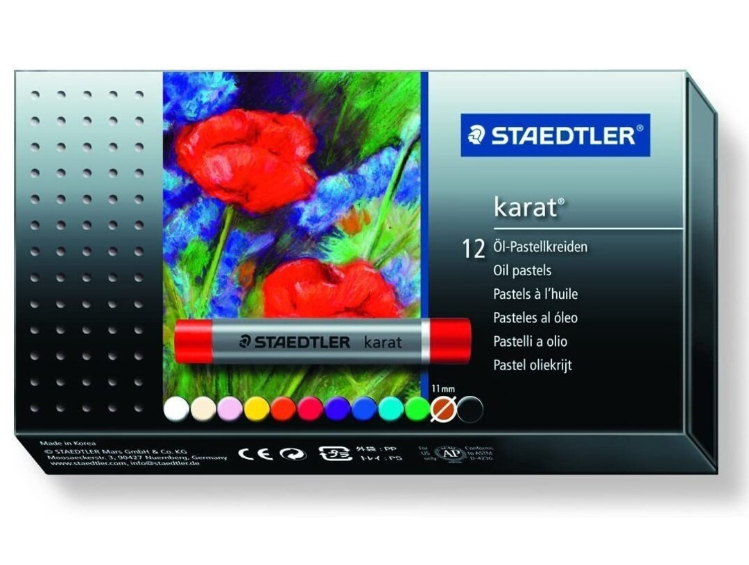Staedtler Karat Oil Pastels - 12 Assorted Colors for Vibrant Art ...