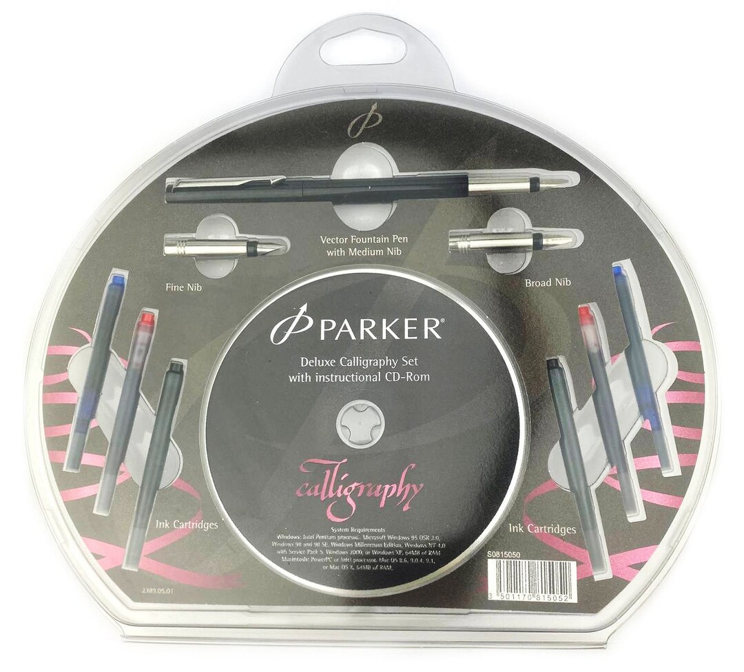 Parker Vector Deluxe Calligraphy Fountain Pen Set Black - Etsy