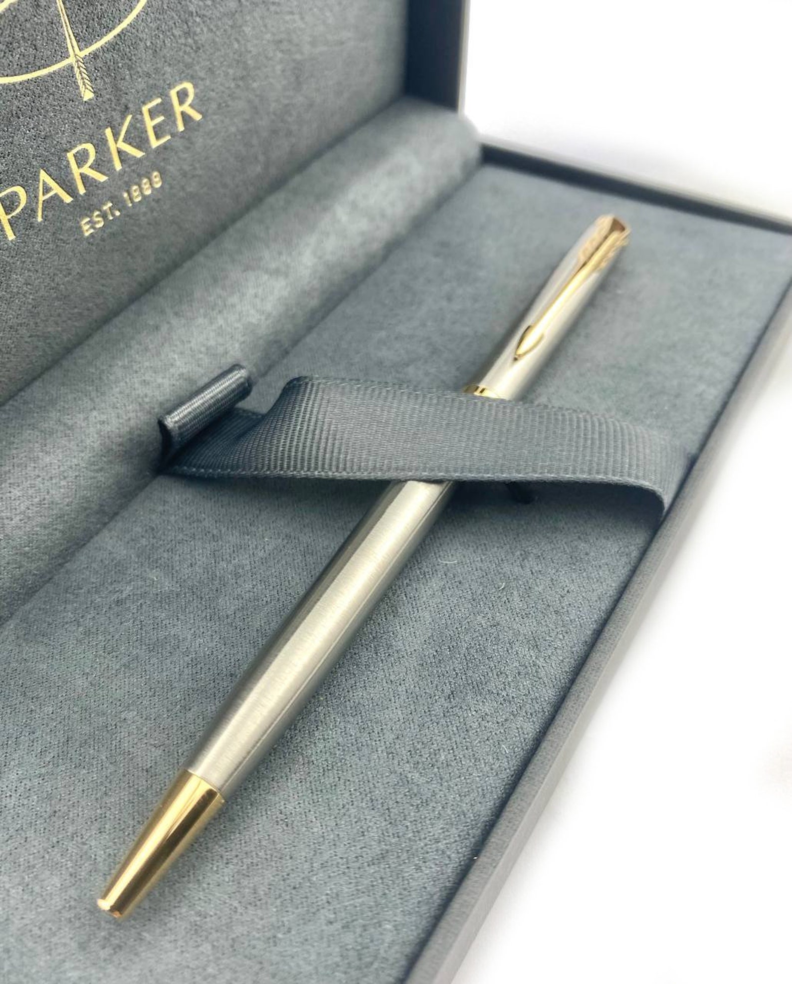 Parker Sonnet Slim Ballpoint Pen Stainless Steel GT Gift Box - Etsy