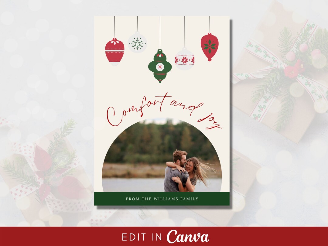 Christmas Card Template Editable Christmas Card CANVA - Etsy