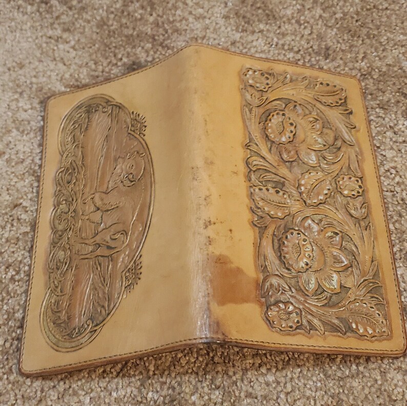 Western Carved Leather Checkbooks - Etsy