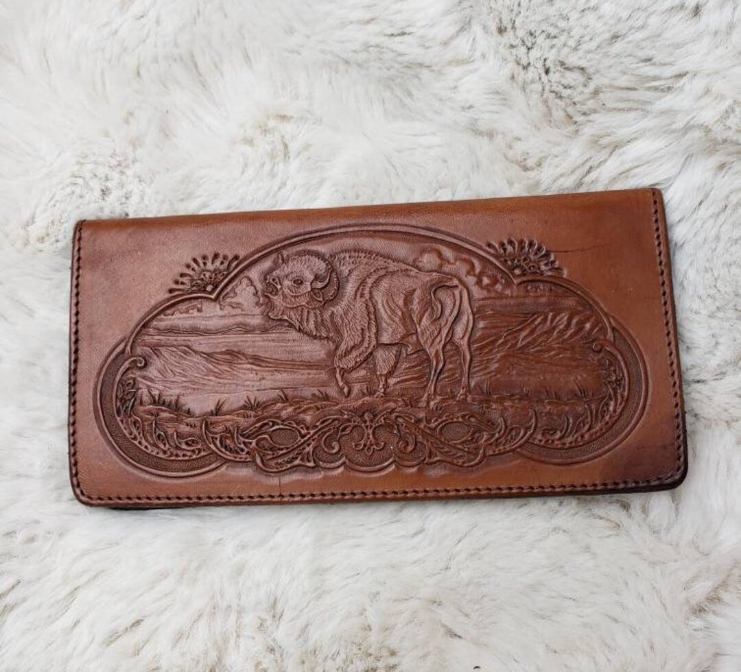 Western Carved Leather Checkbooks - Etsy