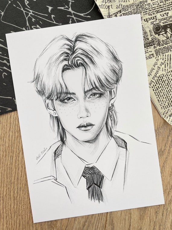 Stray Kids Lee Felix Yongbok A5 A6 Dessin au crayon | Etsy