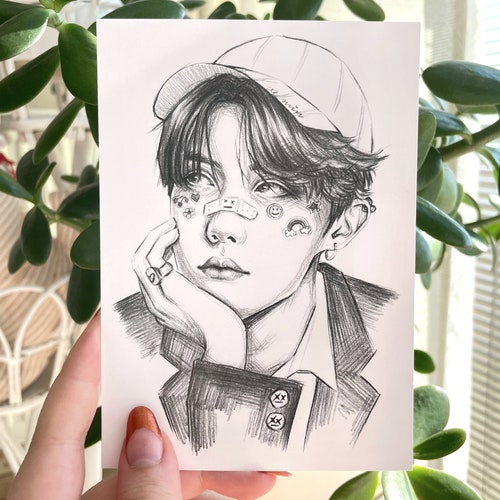 BTS J-HOPE hobicore Colored Pencil Drawing : PRINT From - Etsy