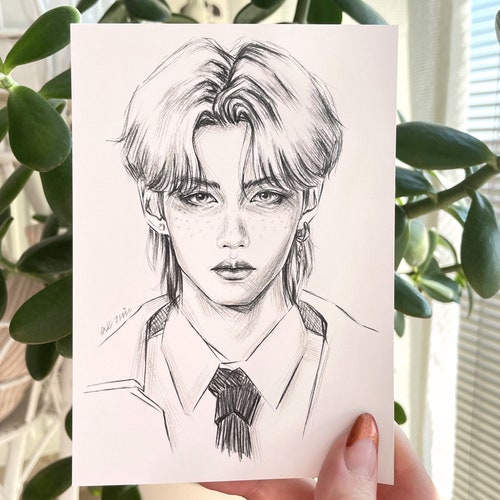 Stray Kids Lee Felix Yongbok A6 Pencil Drawing Art Print Etsy Australia