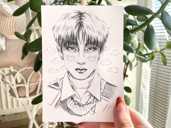 Enhypen Kim Sunoo Clouds Pencil Sketch A6 Art Print - Etsy Australia