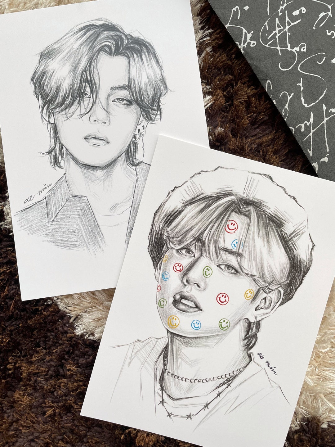 BTS Pencil Sketch A5 Art Print - Kim Taehyung (V) Drawing, K-pop, Gift ...