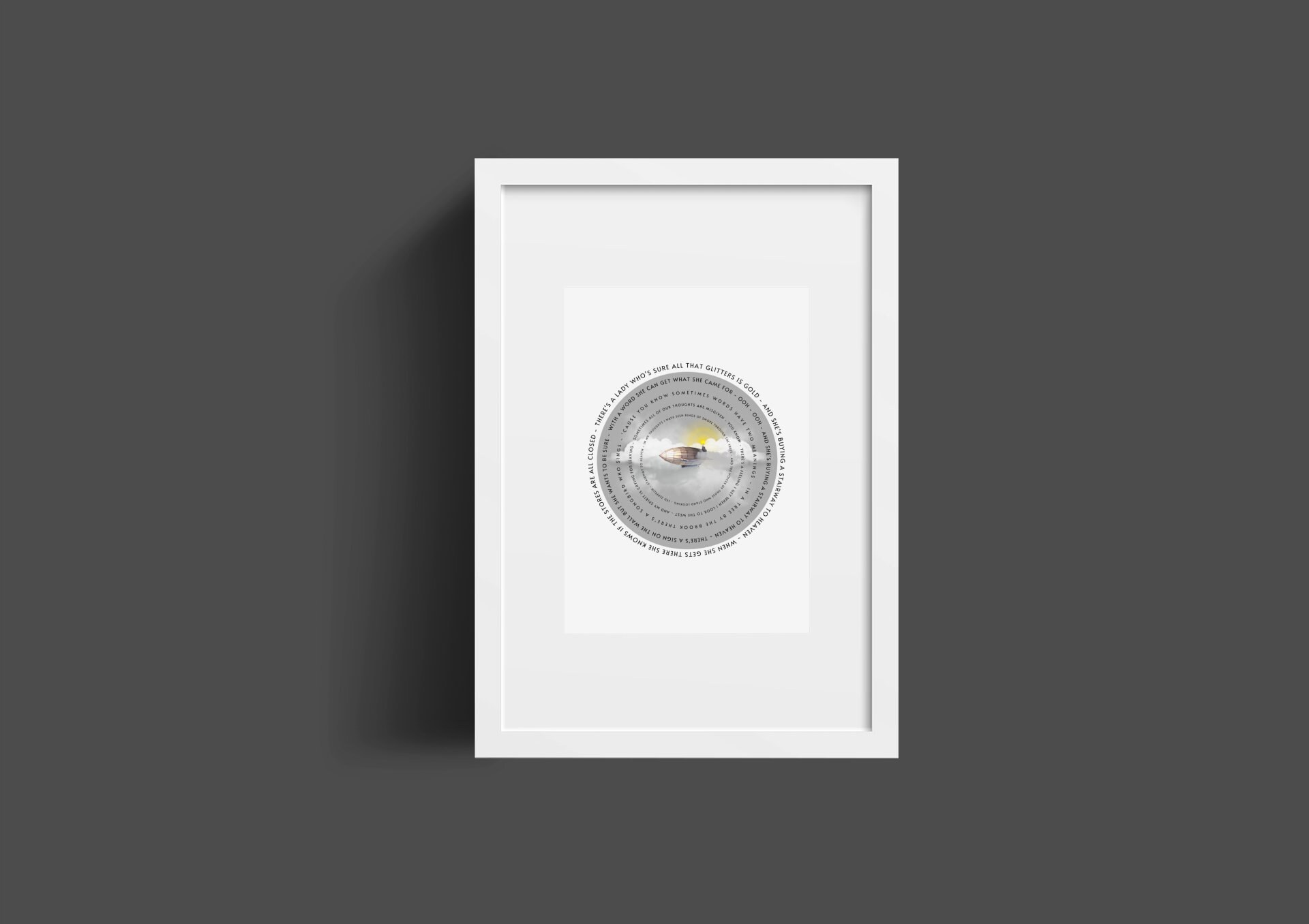 Led Zeppelin Inspired Greeting Card and A4 Print With Lyrics From ...