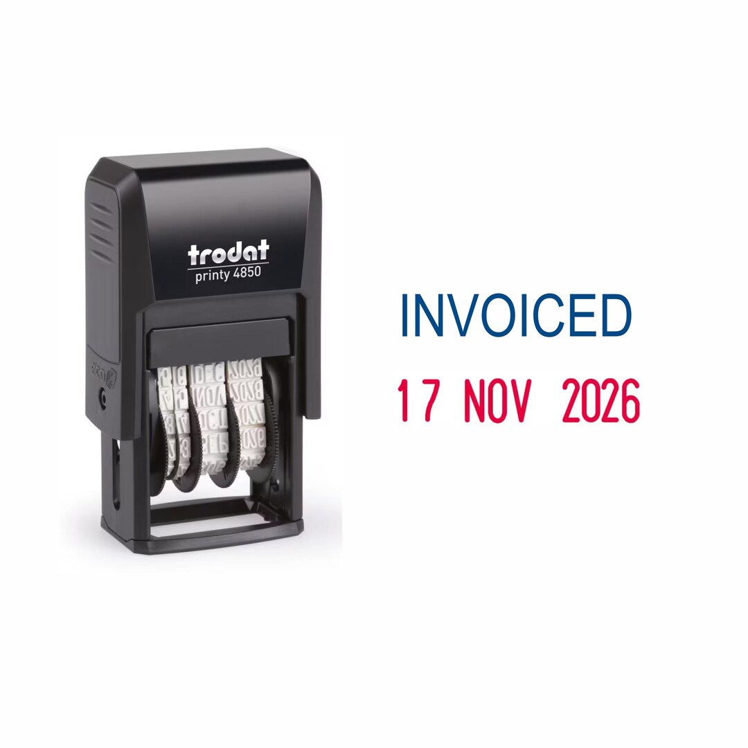Trodat 4850 INVOICED Stamp With Changeable Date Facility, Small Day ...