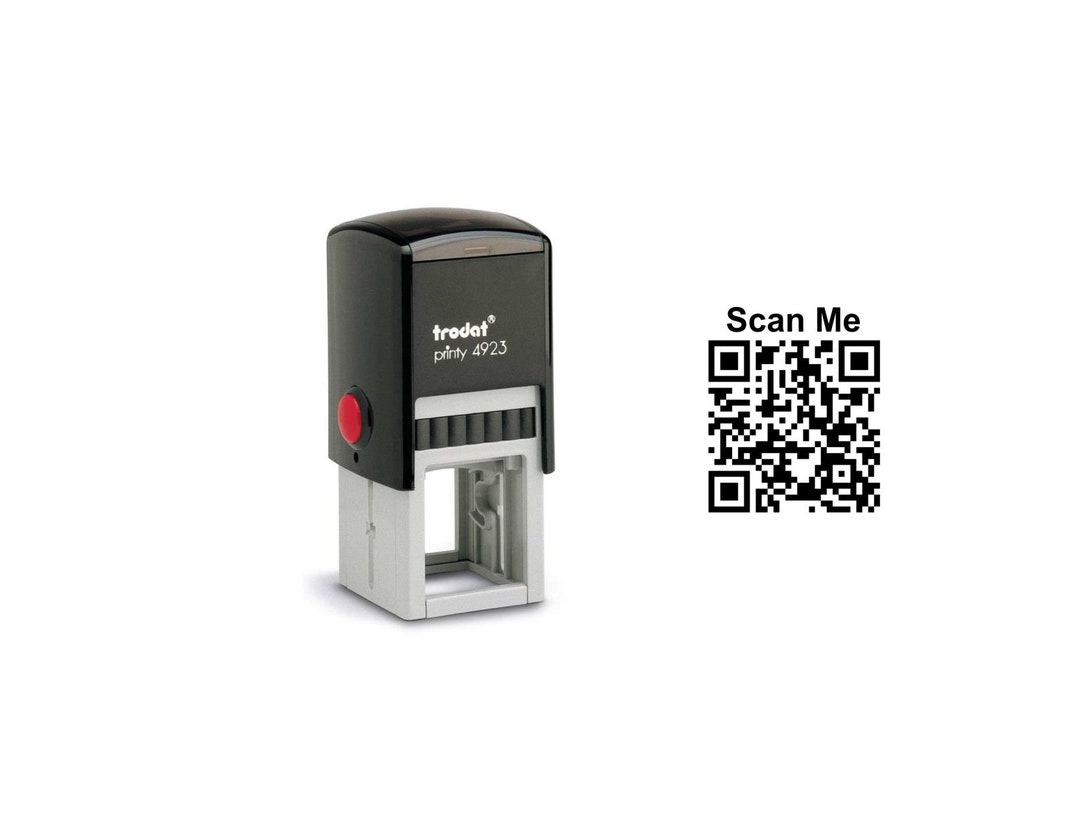 Personalised QR Code Rubber Stamp, Self Inking With Black Ink, Scan Me ...