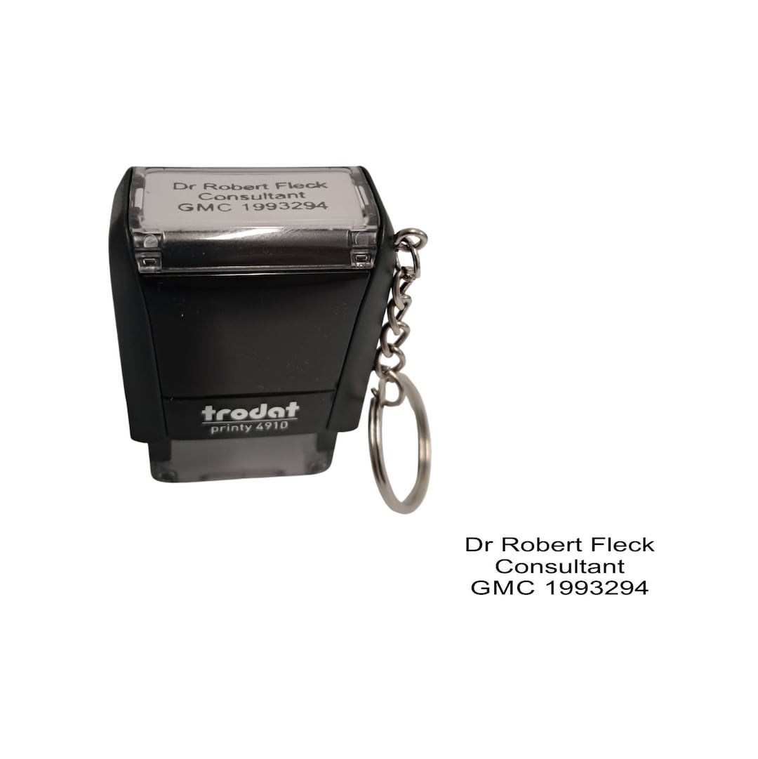 Personalised Keyring Self Inking Rubber Stamp, Name Stamp for NHS Workers. Dr, Doctor, Nurse ...