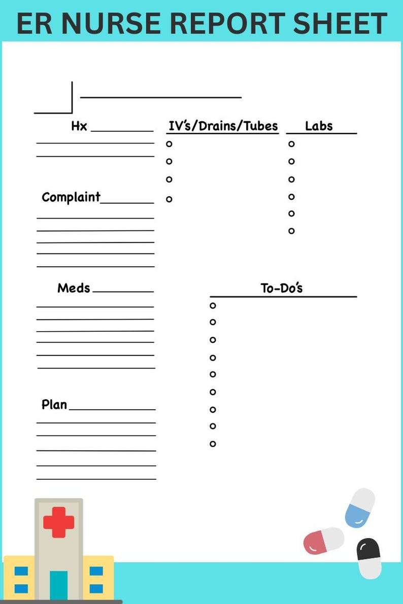 ER Nurse Report Sheet - Etsy