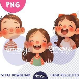 Boys and Girls Clipart, Cartoon Kids, Smiling Faces, Happy Cartoon Kids ...