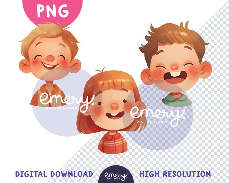 Boys and Girls Clipart, Cartoon Kids, Smiling Faces, Happy Cartoon Kids ...