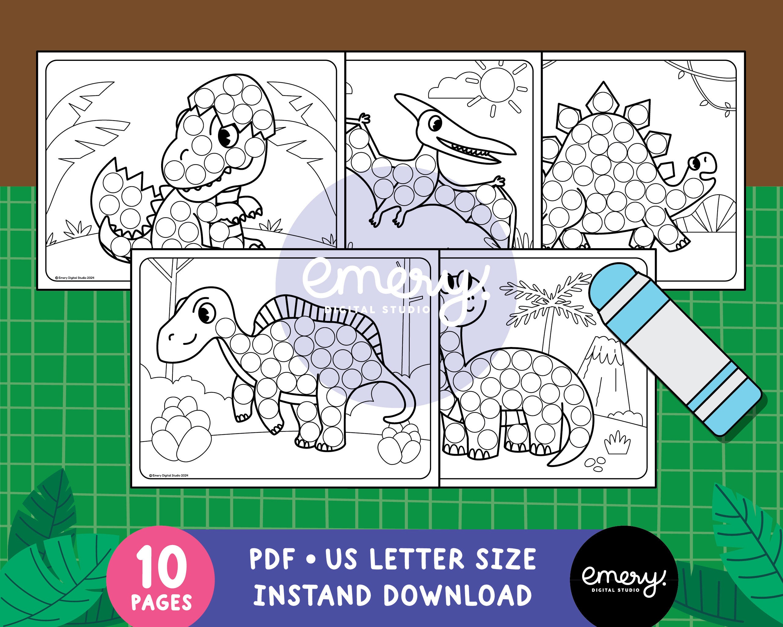 Dinosaur Dot Marker Worksheets, Dot Painting, Do-a-dot Worksheets for ...