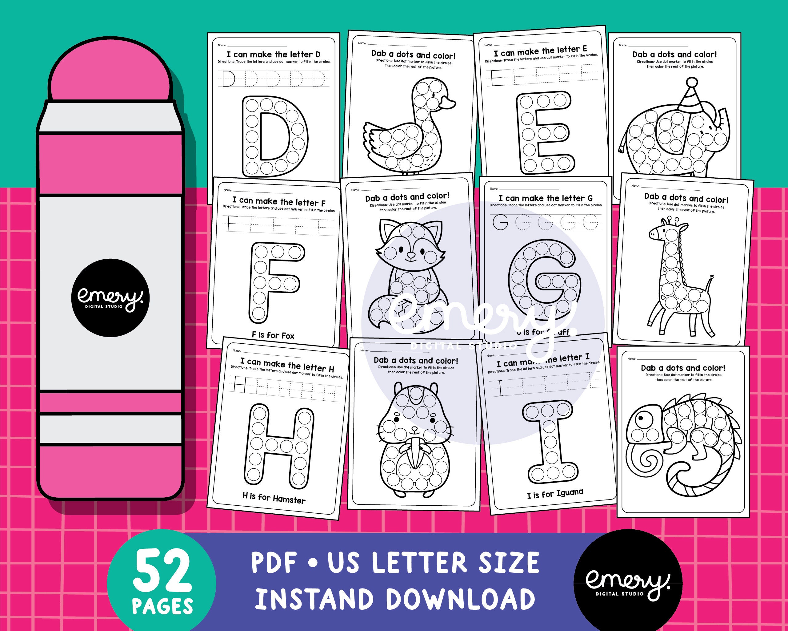 A-Z Animal Dot Marker Worksheets, Letter Tracing, ABC Dot Markers for ...