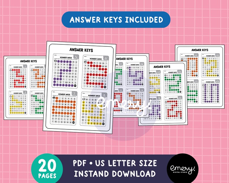 Number Mazes 1-20 Worksheets, Dot Marker Activity (digital Download ...