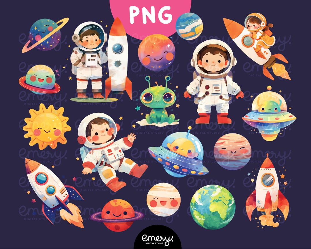 Outer Space Clipart, Astronaut Clipart, Spaceship Clipart, Kids Clipart ...