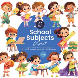 School Subjects Clipart, Classroom Subject PNG for Teachers, Worksheets ...