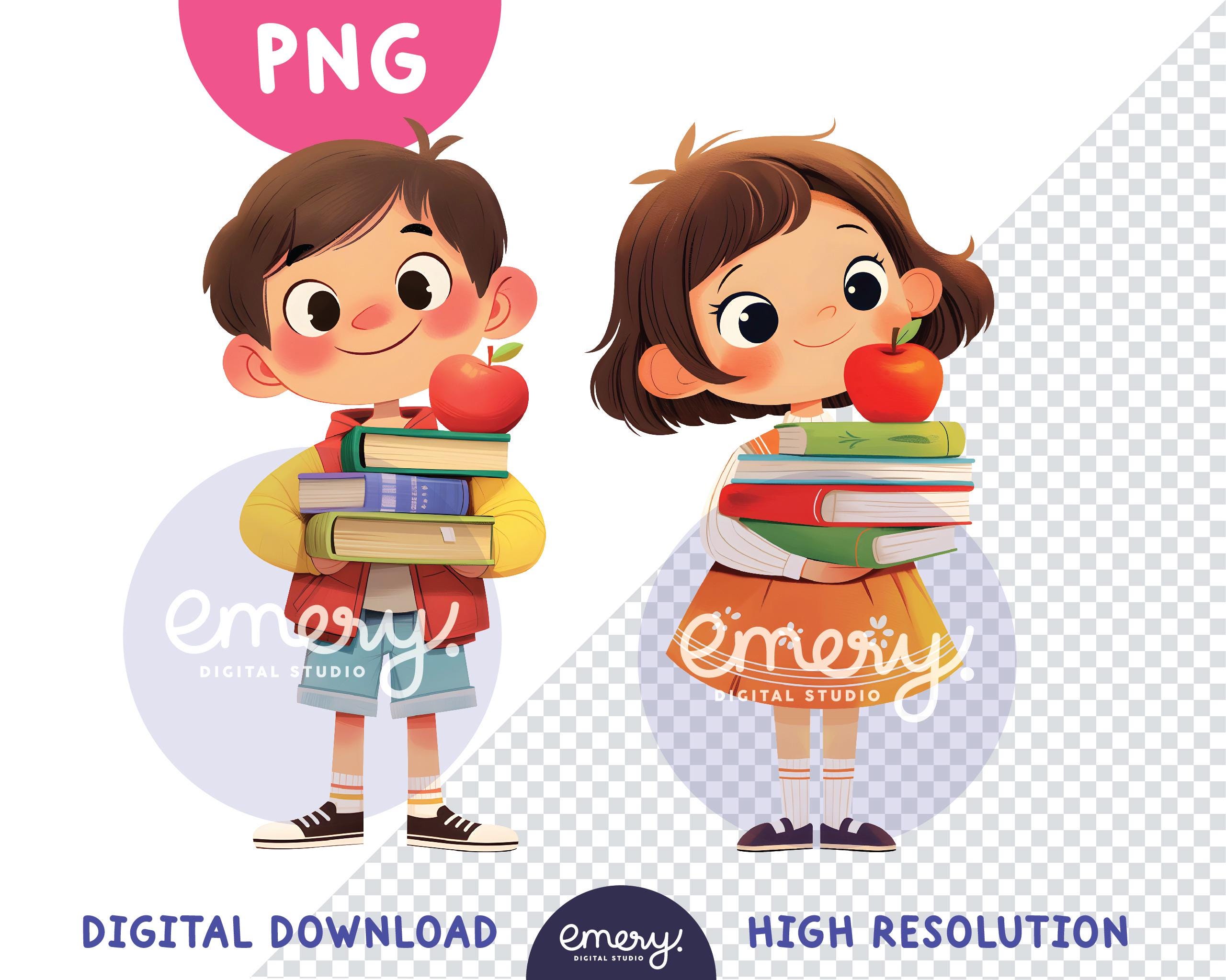 Back to School Kids Clipart – Cute Student Sidekicks PNG Set for ...