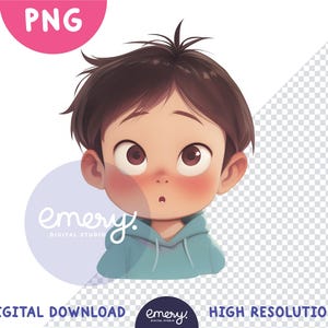 Cute Little Boy With Different Emotions, PNG Clip Art, Watercolor Kids ...
