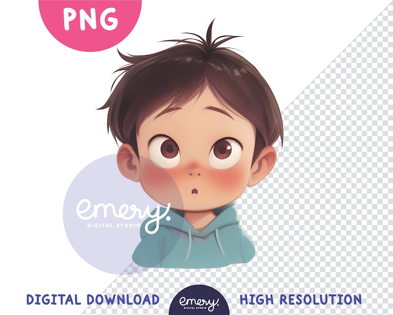 Cute Little Boy With Different Emotions, PNG Clip Art, Watercolor Kids ...