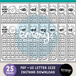 CVC Word Pop Activity, Find and Dab the CVC Word Worksheets - Etsy
