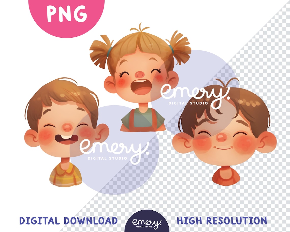 Boys and Girls Clipart, Cartoon Kids, Smiling Faces, Happy Cartoon Kids ...