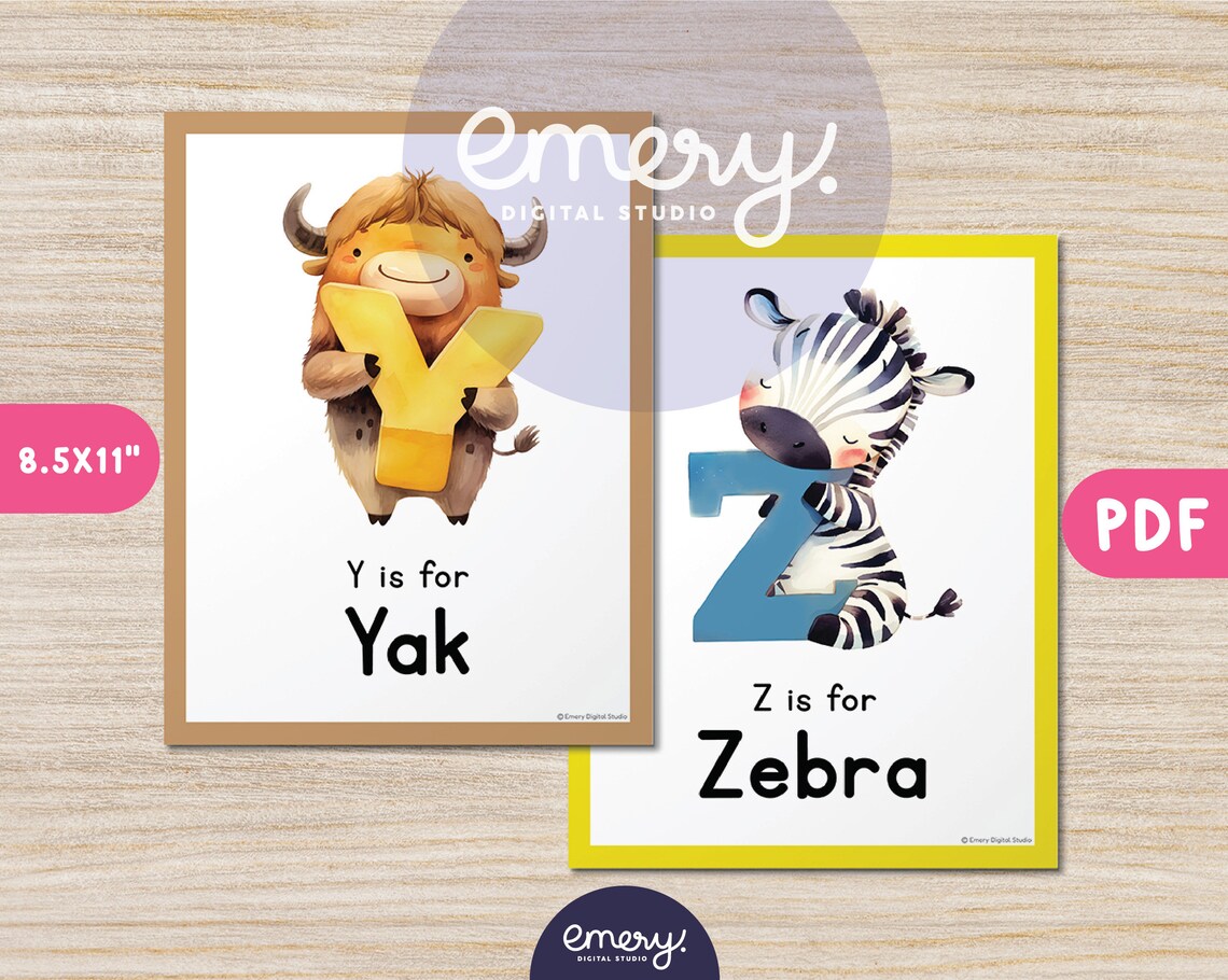 Animal Alphabet Posters for Classroom Decor, ABC Picture Wall Posters ...