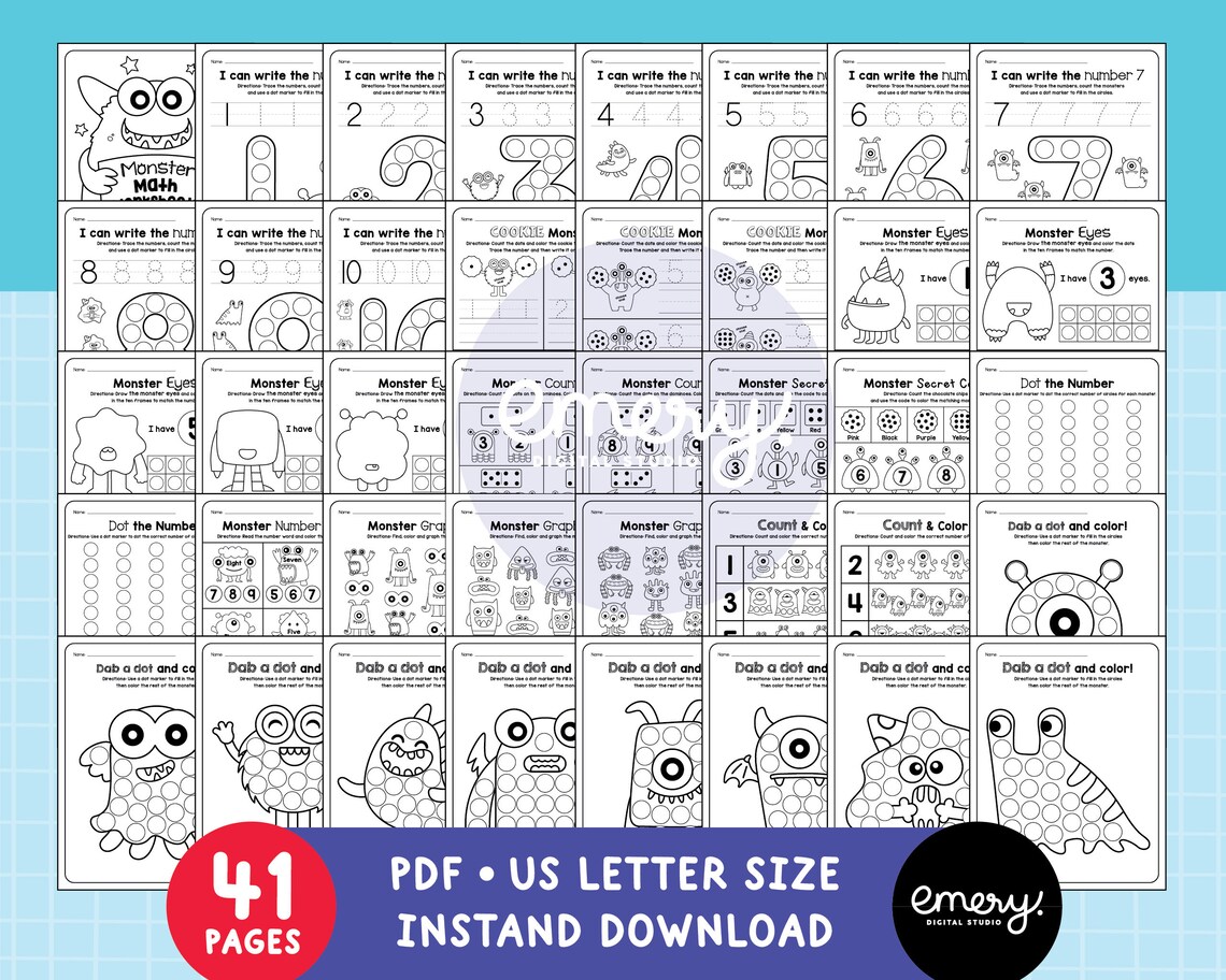 Do-a-dot Monsters, Numbers 1-10 Worksheets, Dot Marker Math Worksheets ...