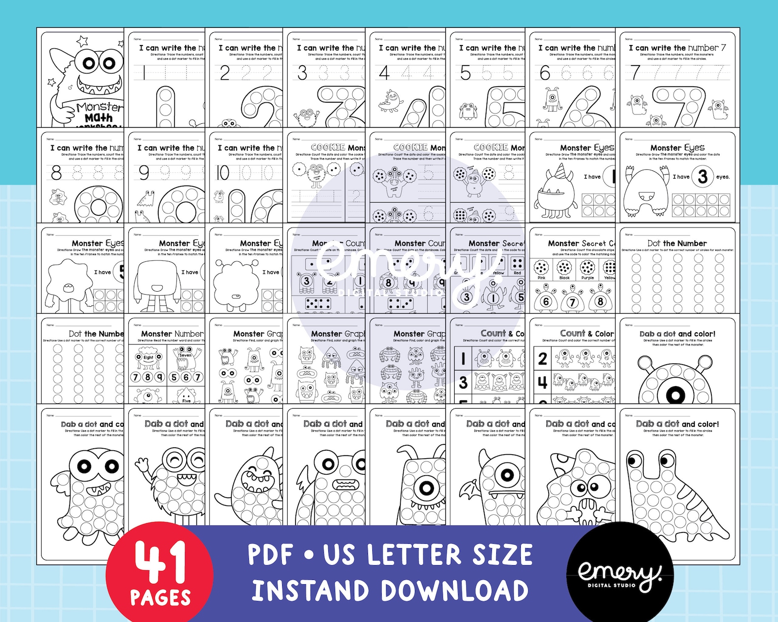 Do-a-dot Monsters, Numbers 1-10 Worksheets, Dot Marker Math Worksheets ...