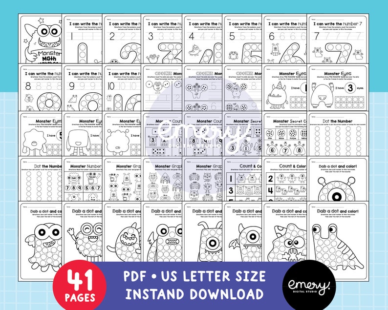 Do-a-dot Monsters, Numbers 1-10 Worksheets, Dot Marker Math Worksheets ...