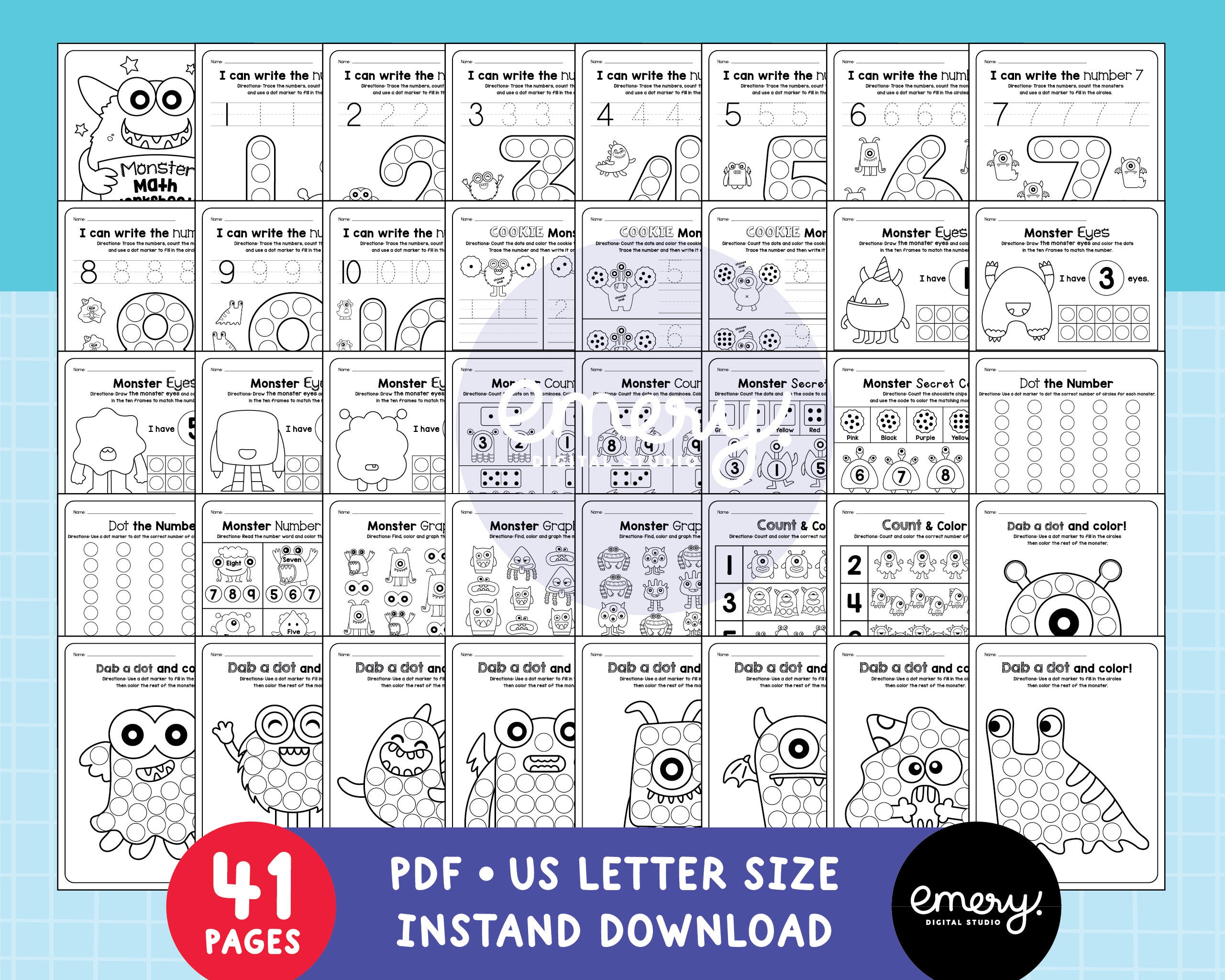 Do-a-dot Monsters, Numbers 1-10 Worksheets, Dot Marker Math Worksheets ...