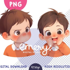 Cute Little Boy With Different Emotions, PNG Clip Art, Watercolor Kids ...