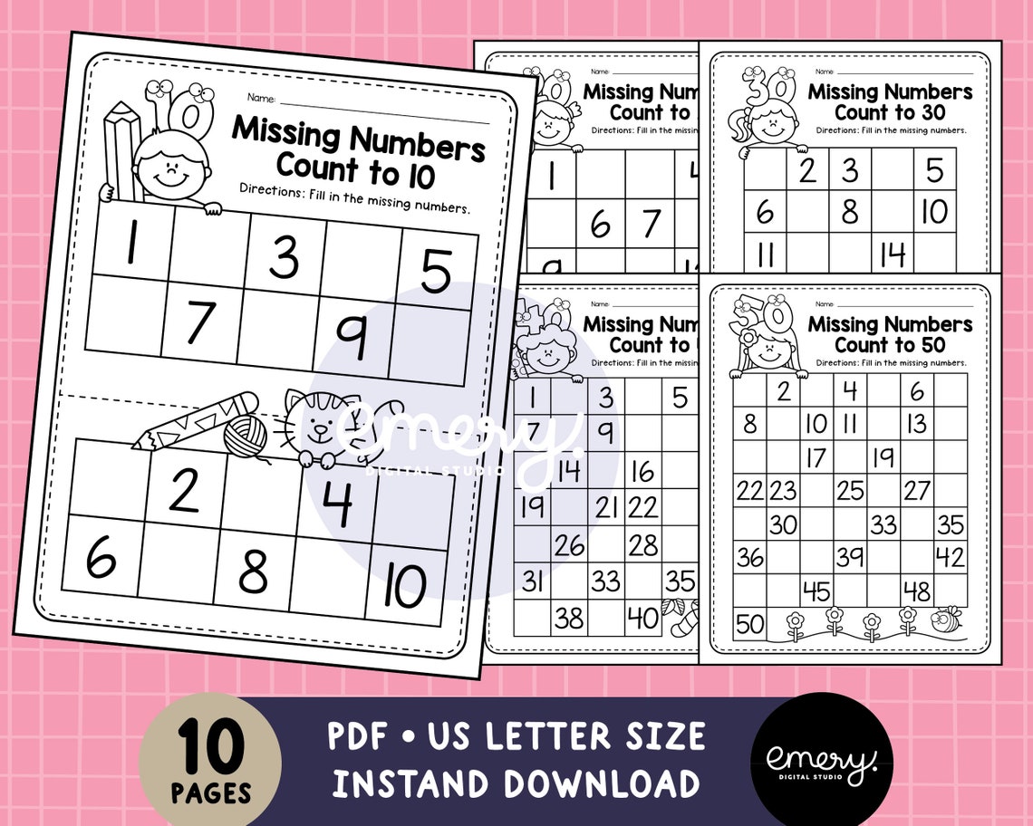Fill in the Missing Number Worksheets, Practice Counting & Writing 1 ...