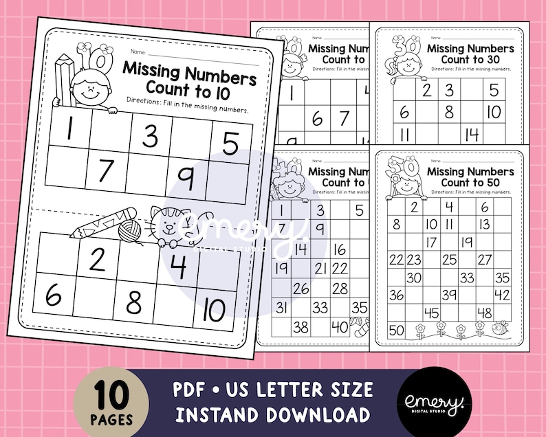 Fill in the Missing Number Worksheets, Practice Counting & Writing 1 ...