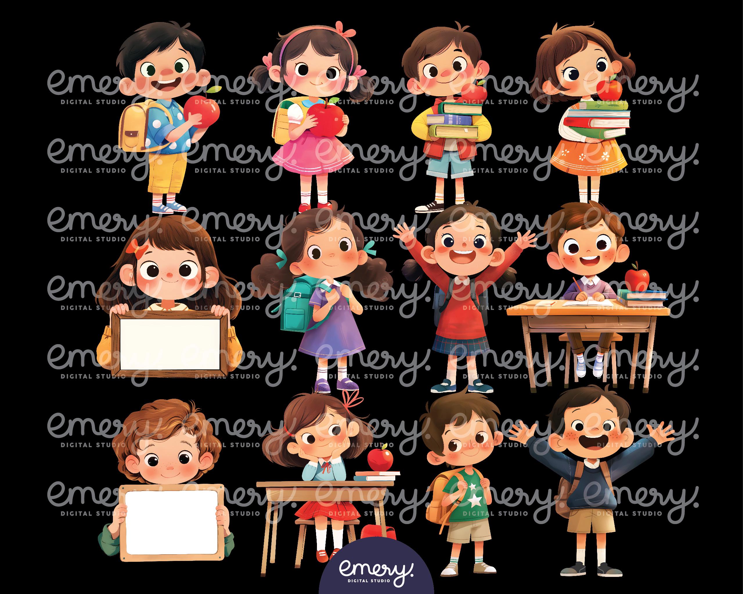 Back to School Kids Clipart – Cute Student Sidekicks PNG Set for ...