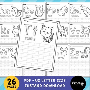 Alphabet Tracing Worksheets, Animals, Handwriting Practice Worksheets ...