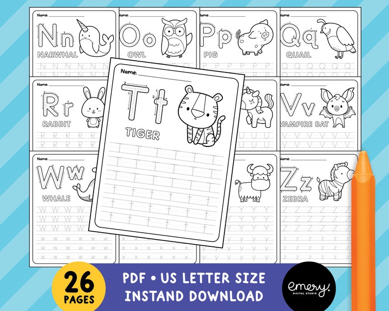 Alphabet Tracing Worksheets, Animals, Handwriting Practice Worksheets ...