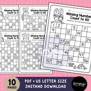 Fill in the Missing Number Worksheets, Practice Counting & Writing 1 ...