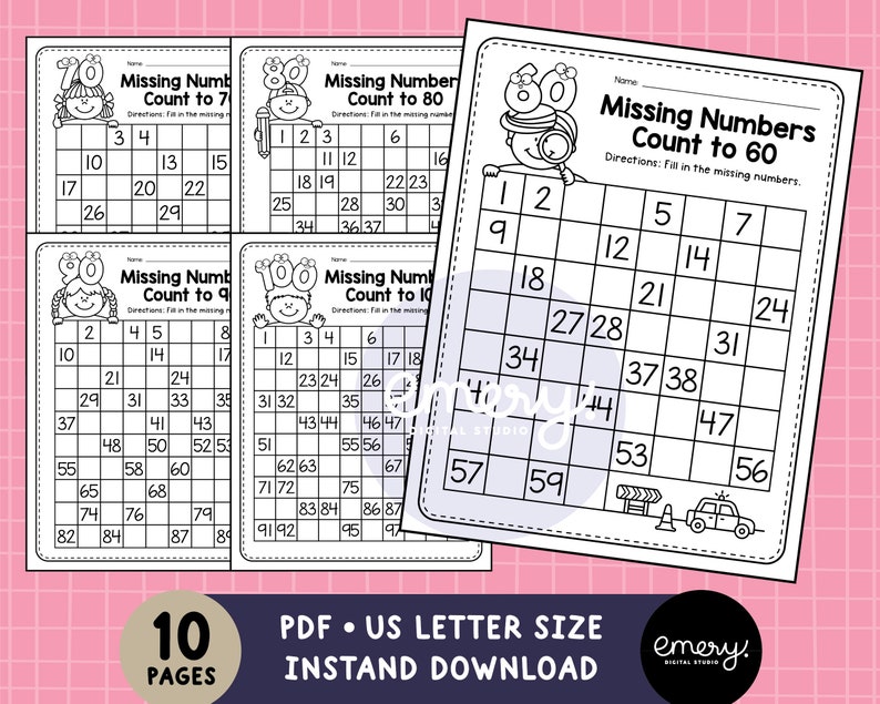 Fill in the Missing Number Worksheets, Practice Counting & Writing 1 ...